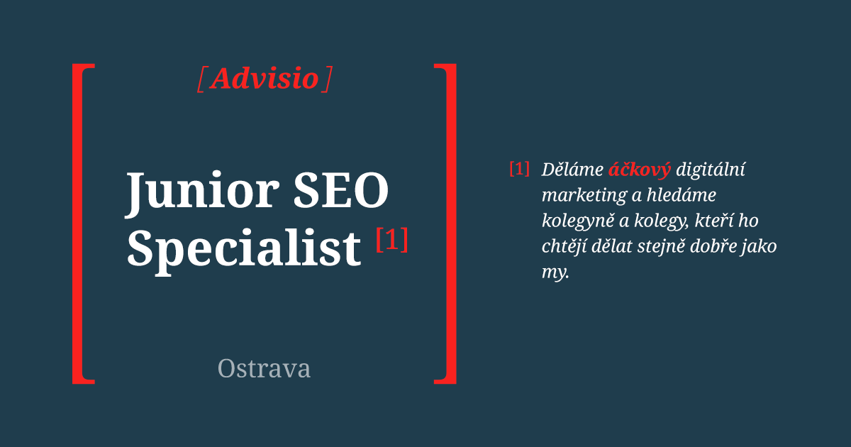 Junior SEO konzultant / specialista [Ostrava] - Advisio